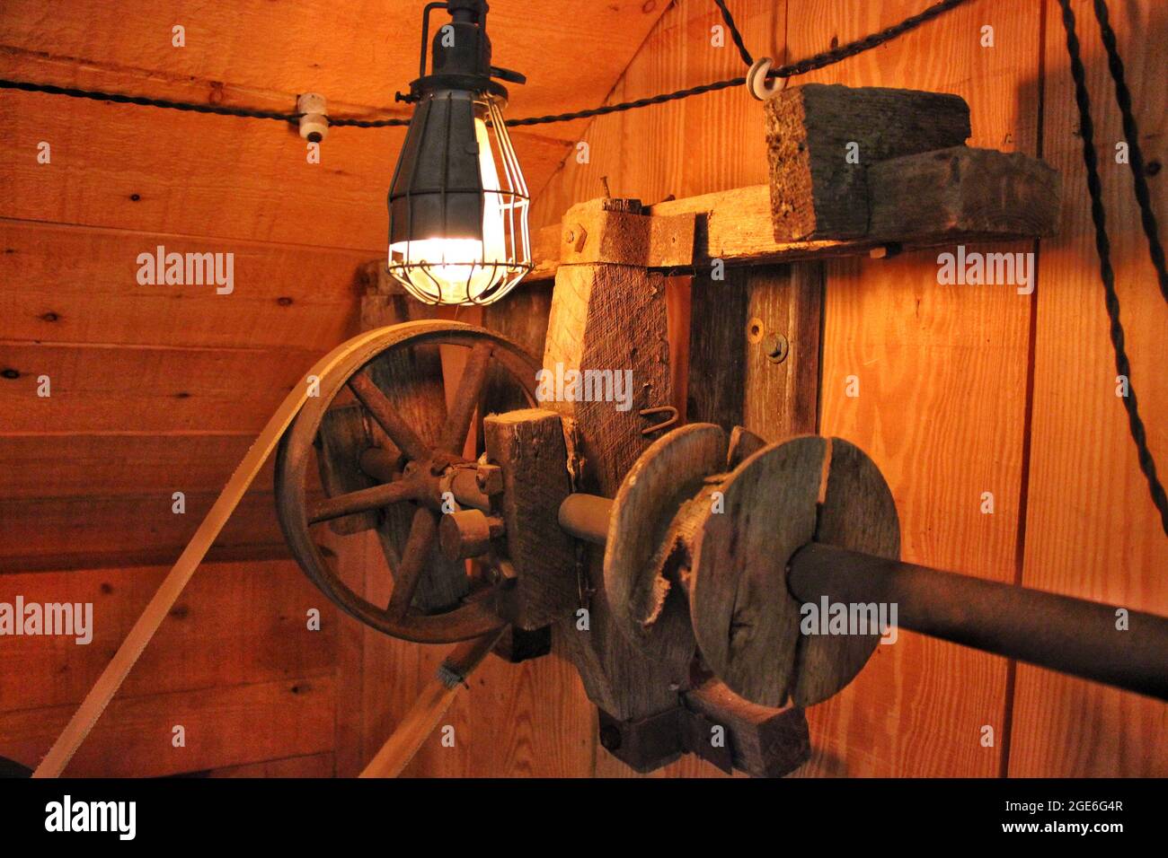 Old tool shed with vintage tools and a dim light Stock Photo - Alamy