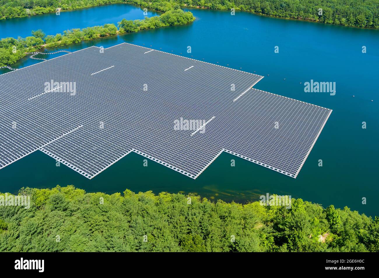 Floating solar panels platform on the beautiful lake renewable ...