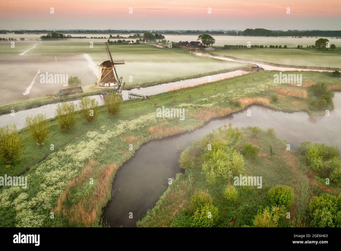 The Netherlands, Baambrugge. Polder windmill from 1680. The mill is ...