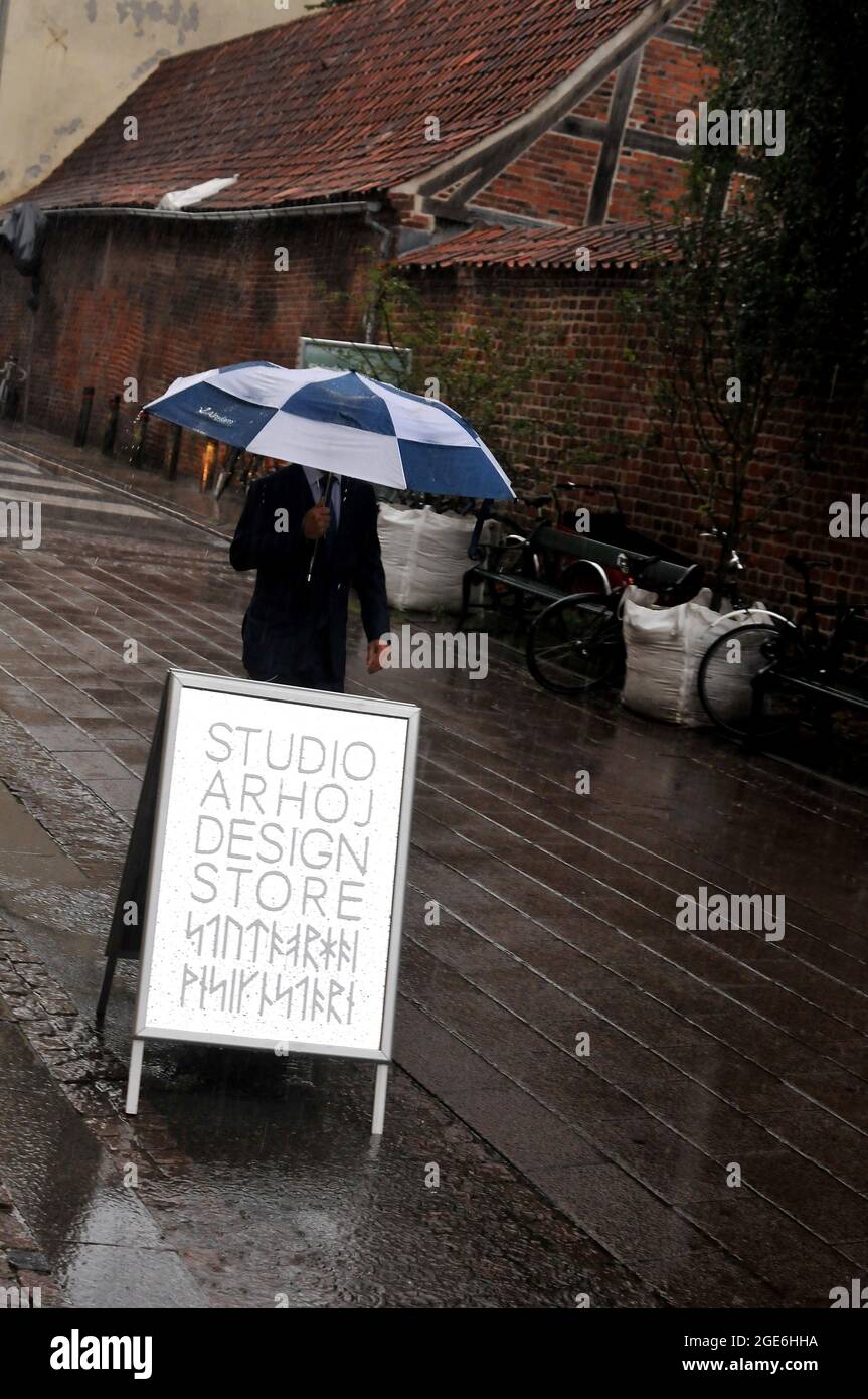 Copenhagen, Denmark., 17 .August 2021, Heavy rain fals in danis capital ...