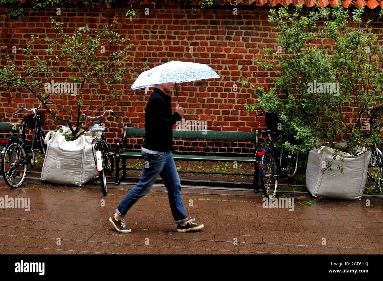 Copenhagen, Denmark., 17 .August 2021, Heavy rain fals in danis capital ...