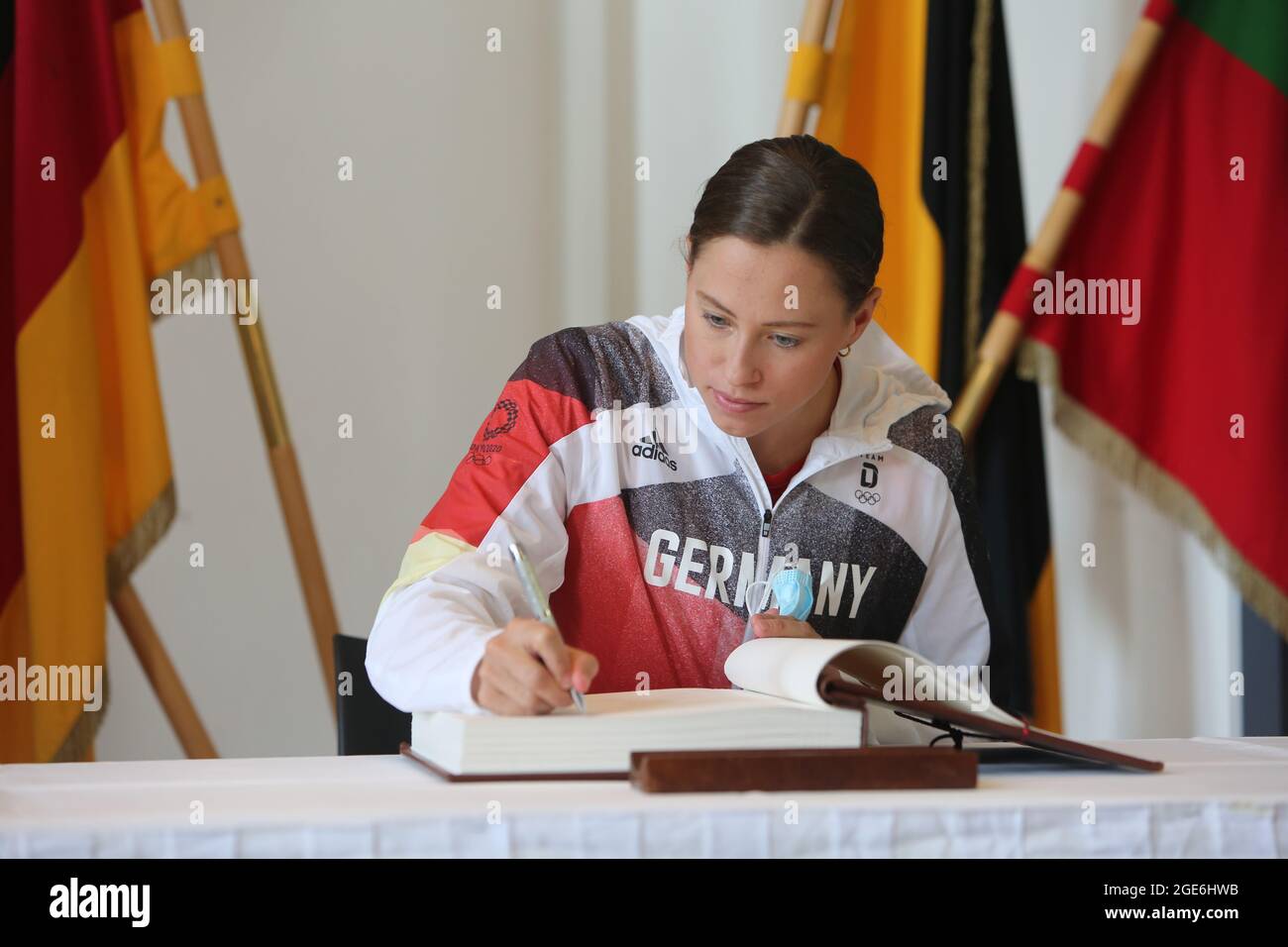 Magdeburg, Germany. 17th Aug, 2021. Olympic participant Sarah Köhler ...