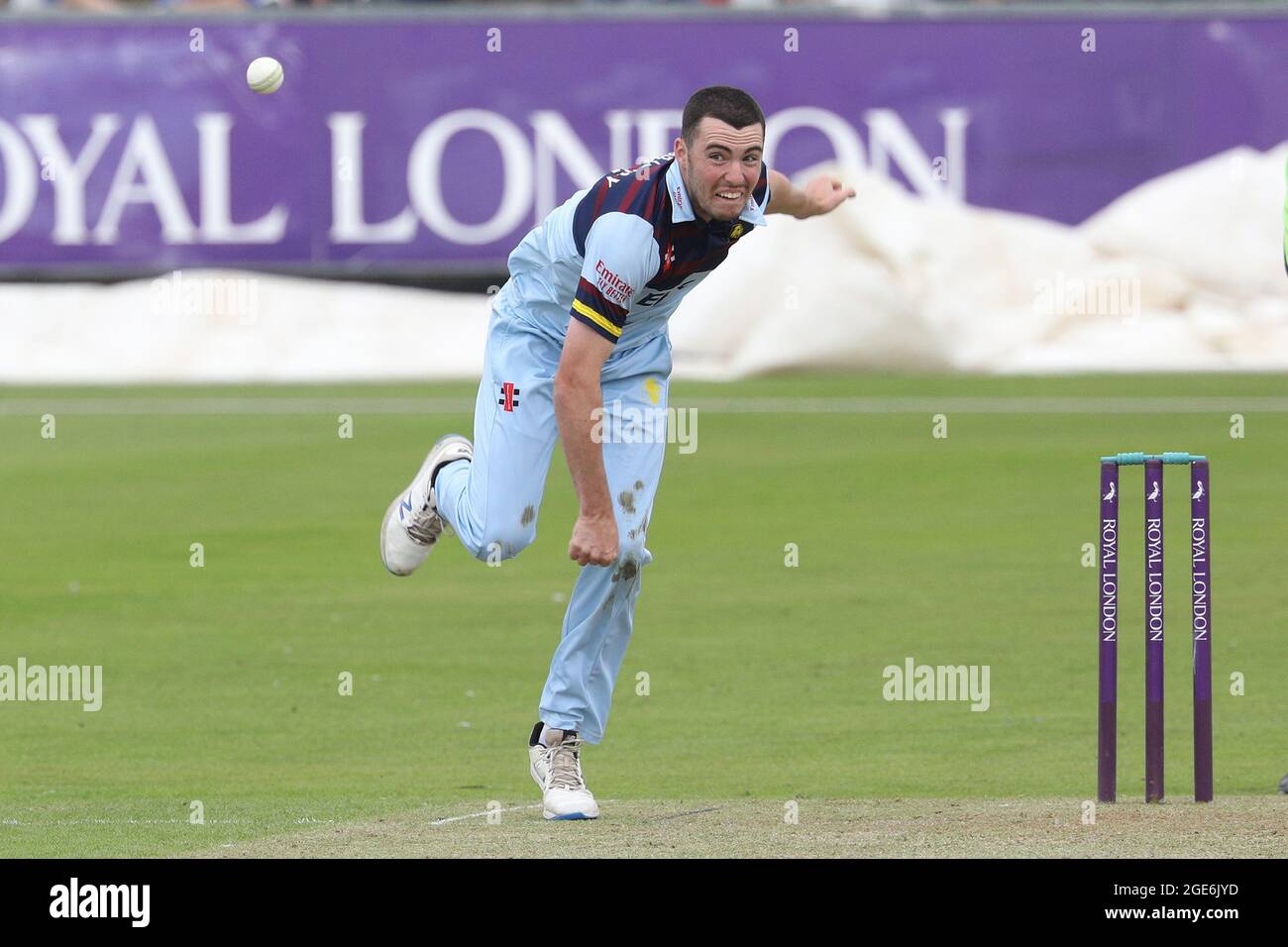 CHESTER LE STREET, UK. AUGUST 17TH Luke Doneathy of Durham in bowling ...