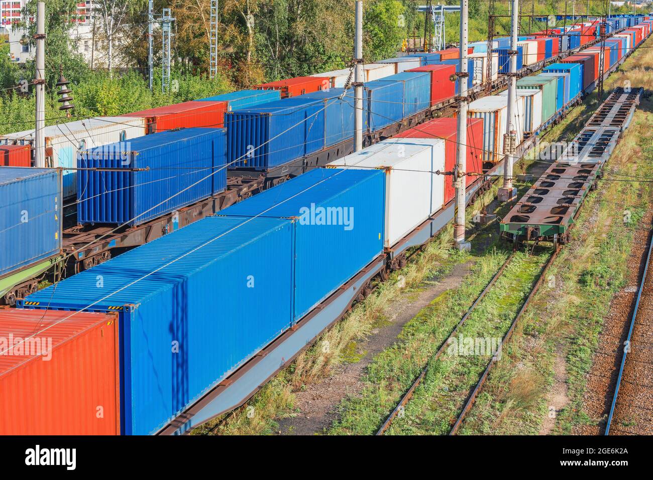 View of the railway station container terminal Stock Photo - Alamy