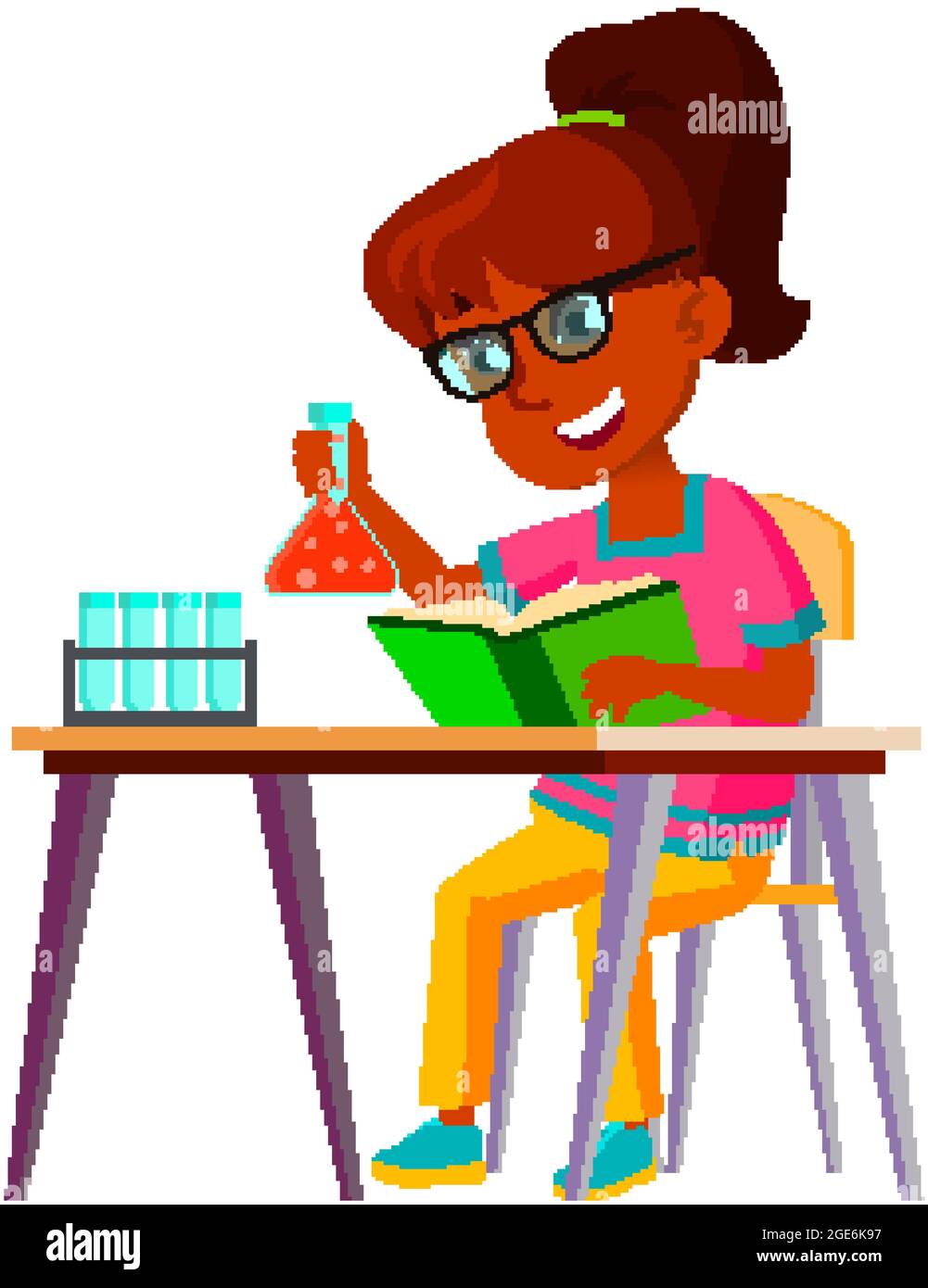 School Girl Scientist Making Experiment Vector Stock Vector Image & Art ...