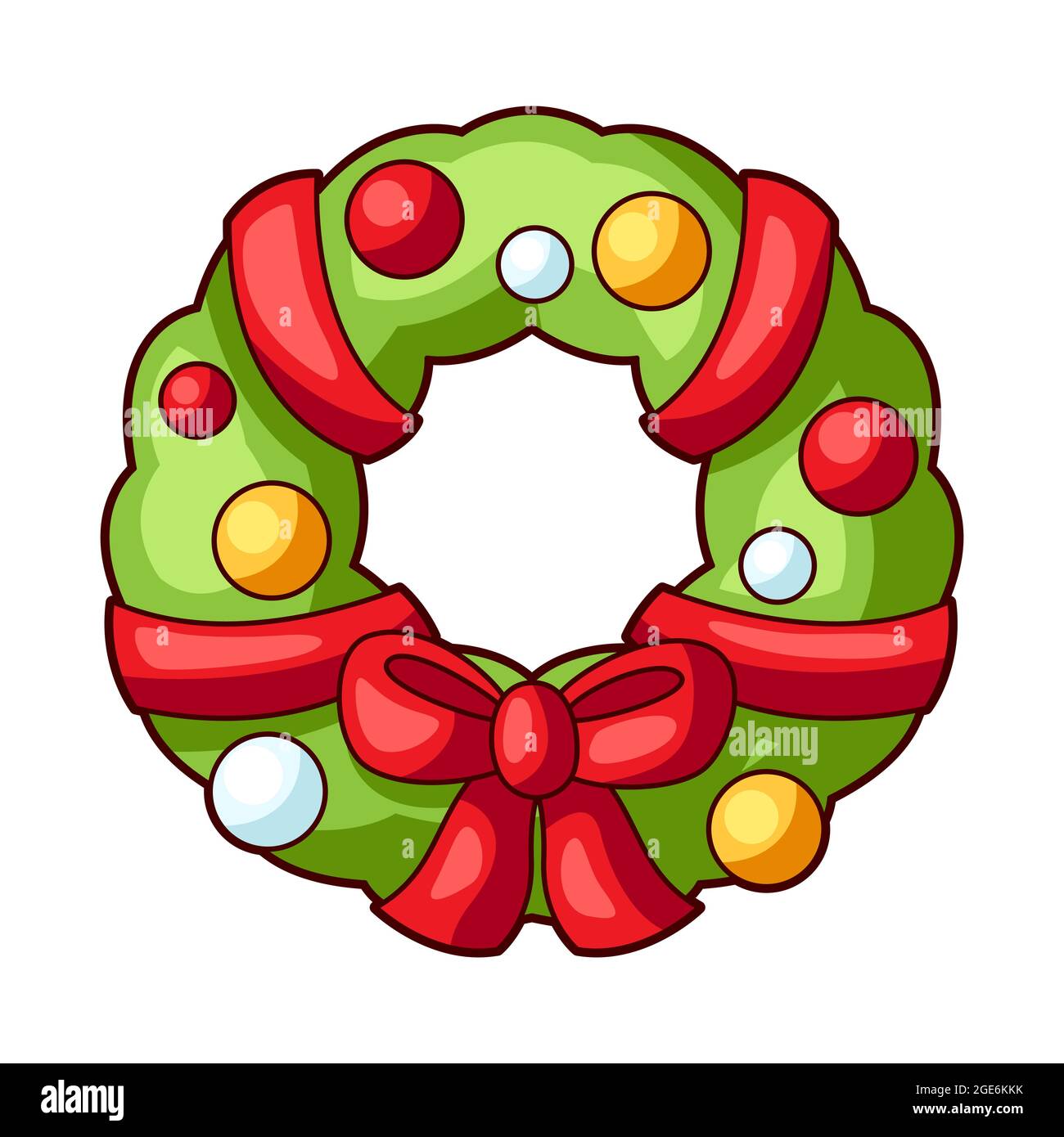 Illustration of wreath. Sweet Merry Christmas item. Cute symbol in ...