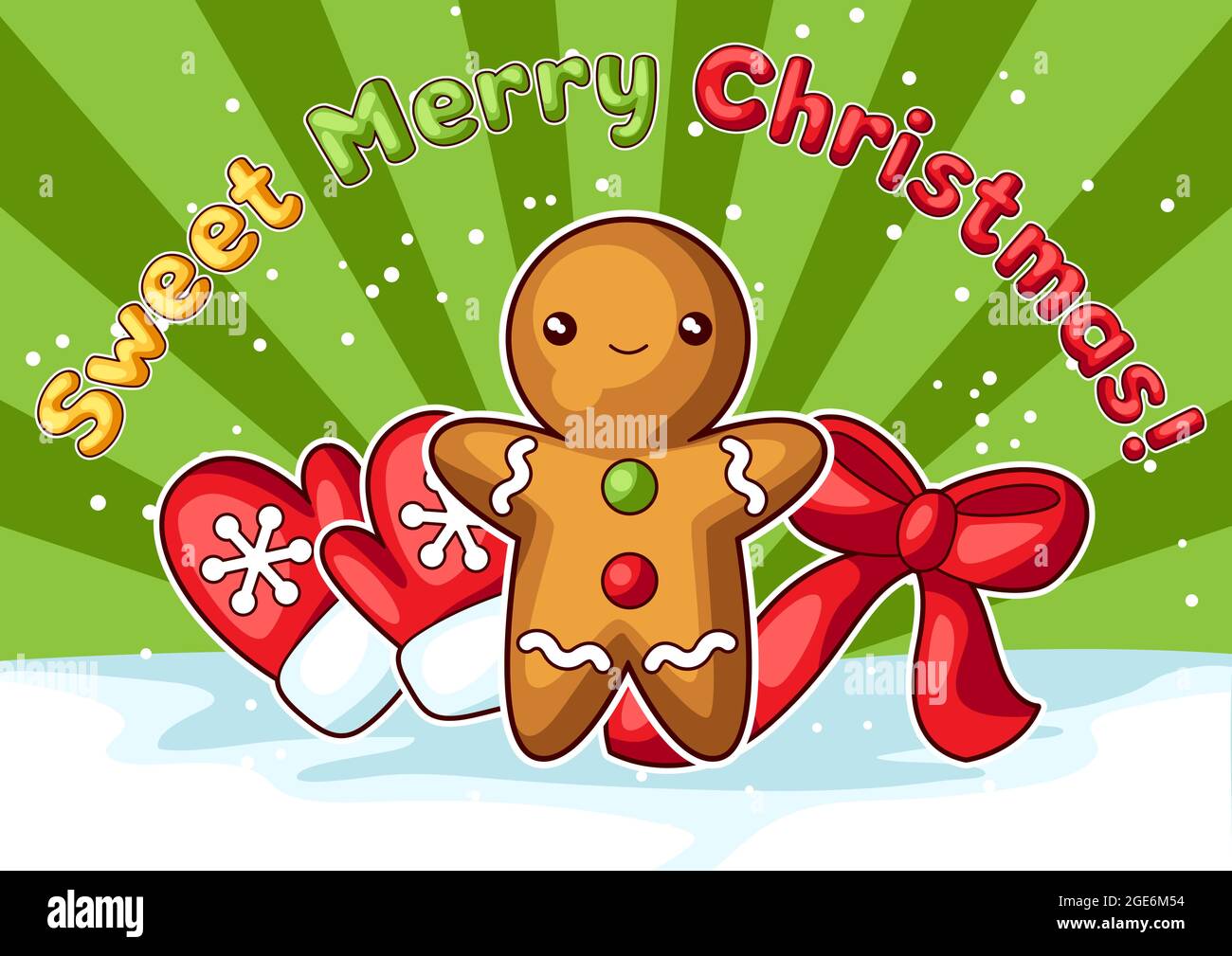 Sweet Merry Christmas greeting card. Cute characters and symbols ...