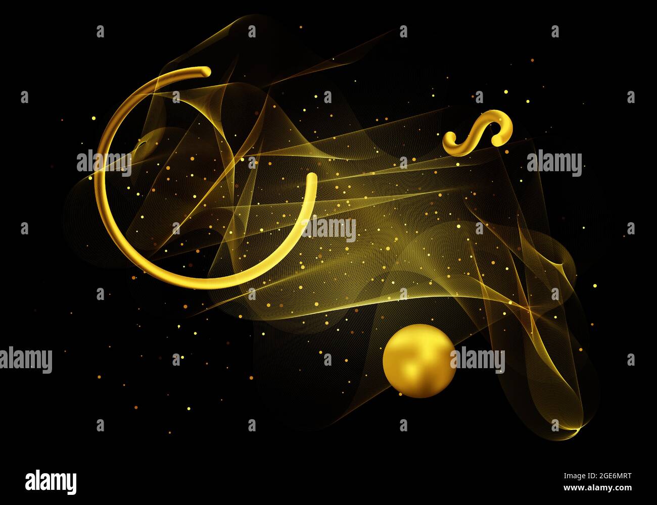 Gold transparent wave design element with golden glitter effect ...