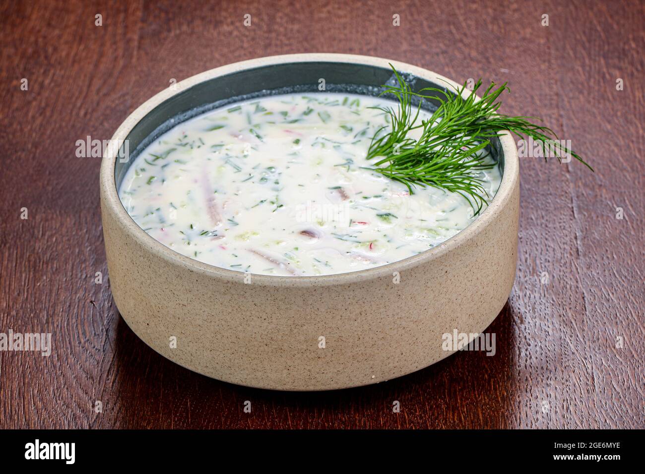 Russian traditional cold soup Okroshka with vegetables Stock Photo - Alamy