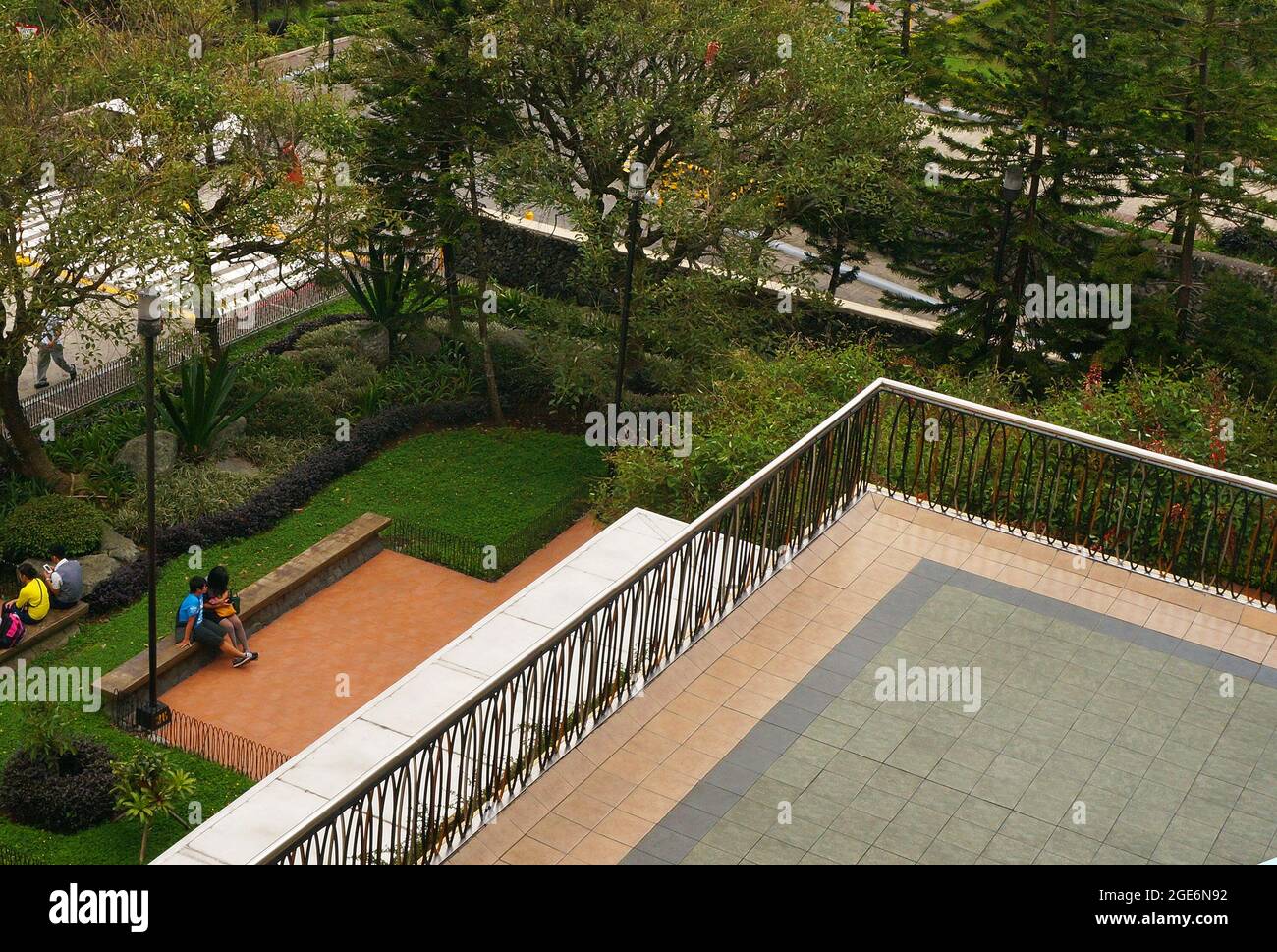Terrace and outdoor landscape of a shopping mall in Baguio, Philippines ...