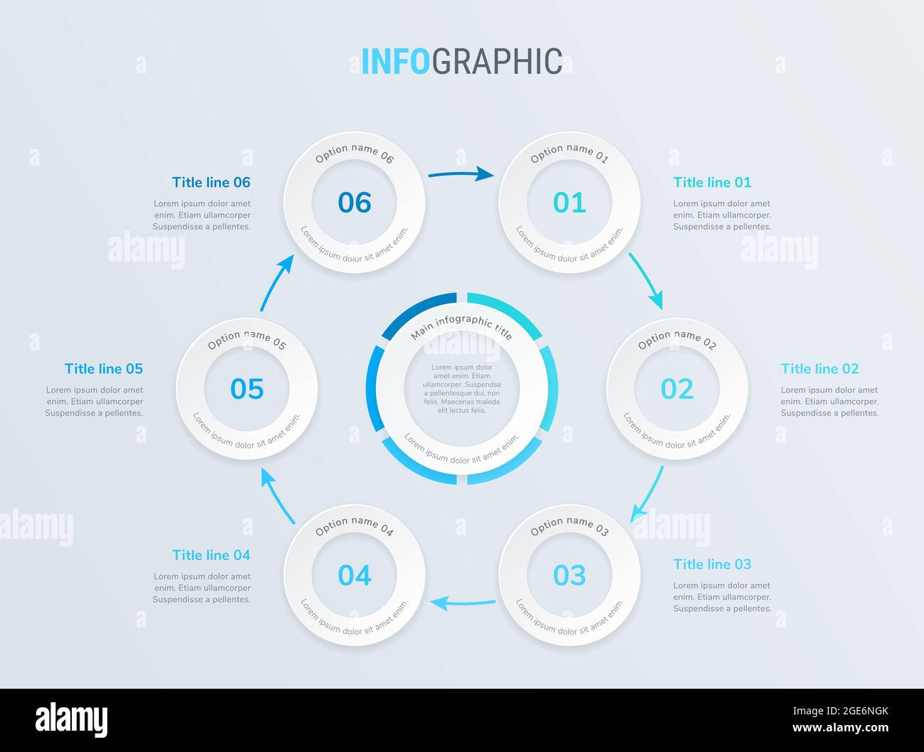 Blue timeline infographic design vector. 6 steps, rounded workflow ...
