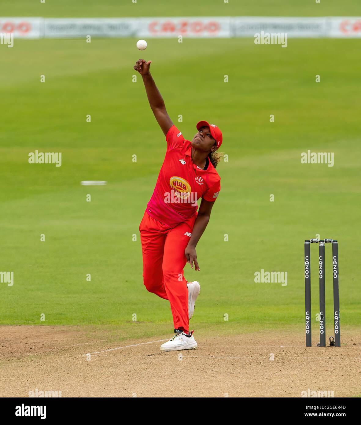 Hayley Matthews of Welsh Fire bowling against Birmingham Phoenix in The ...