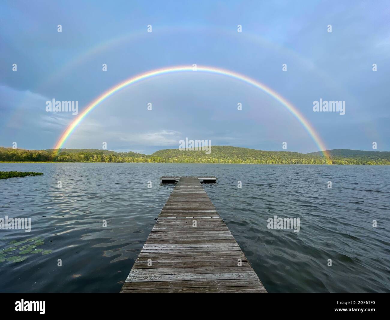 Congers, NY - USA - August 8, 2021: Landscape view of a rainbow over ...