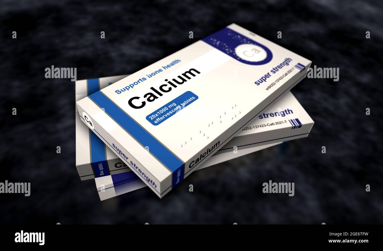 Calcium tablets box production. Diet supplement pills pack for bone ...