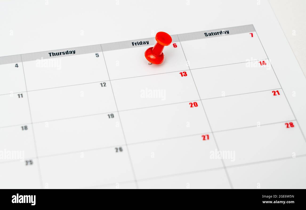 Printed calendar for a 4 day working week showing weekend days in red ...
