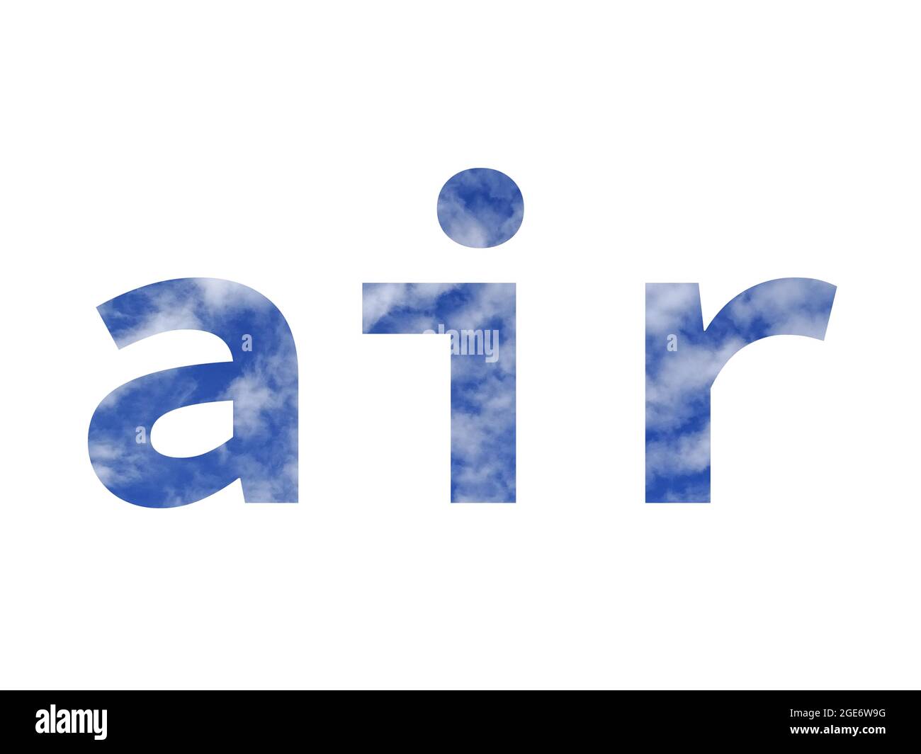 air, text made with letters of a blue sky and white clouds, isolated on ...