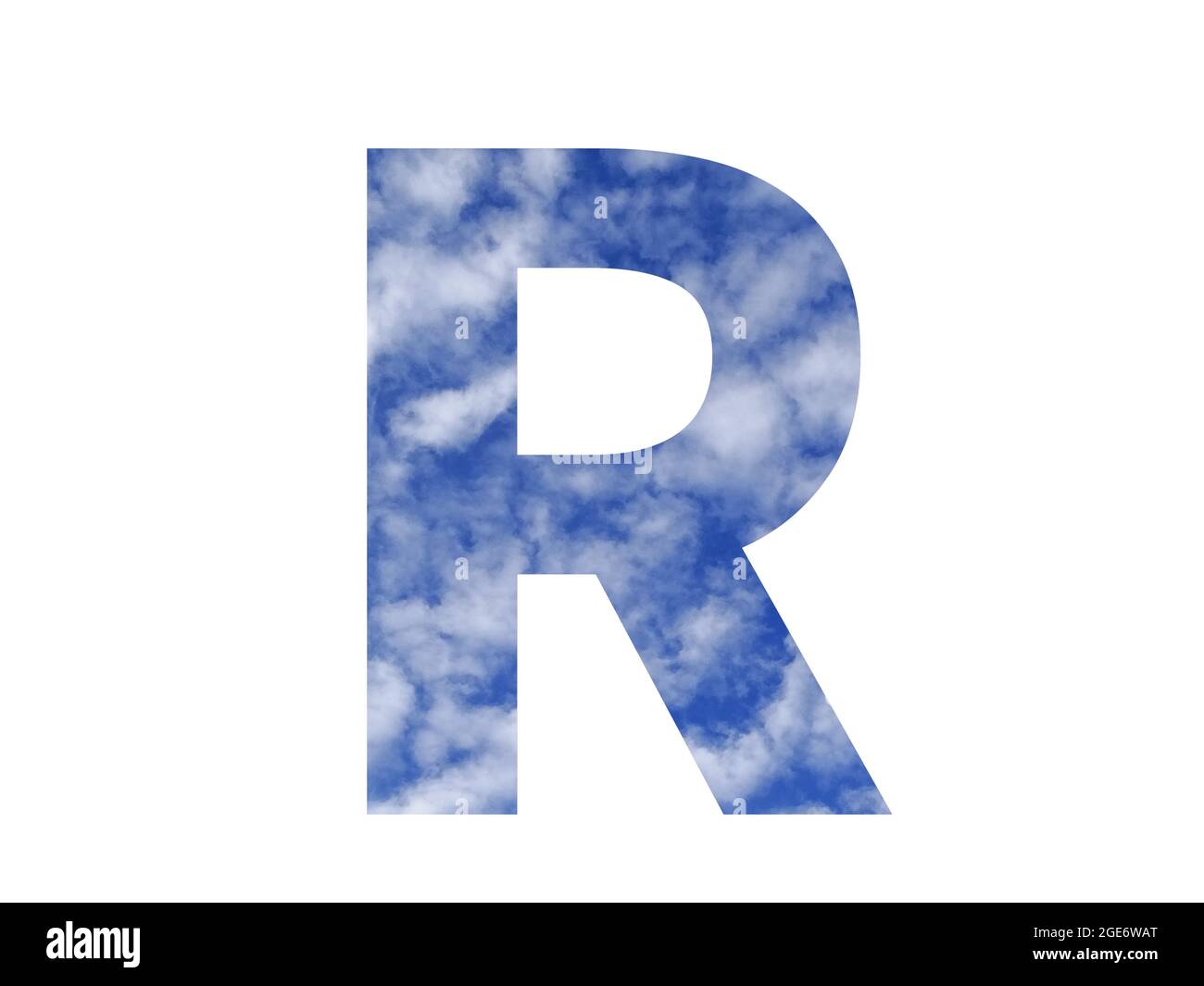 Letter R of the alphabet made with a blue sky and white clouds ...