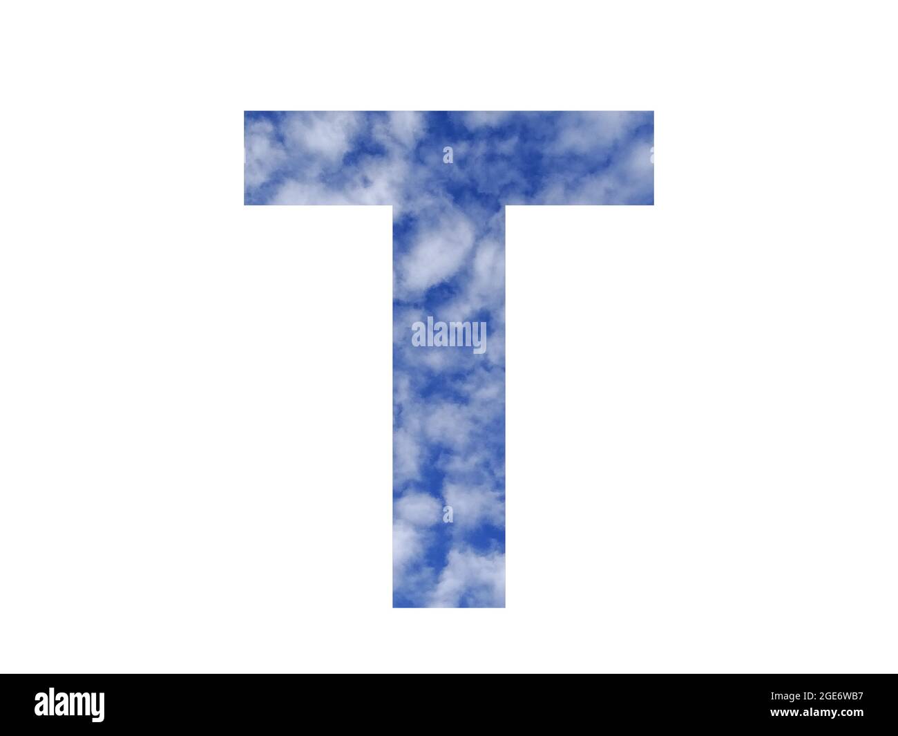 Letter T of the alphabet made with a blue sky and white clouds ...