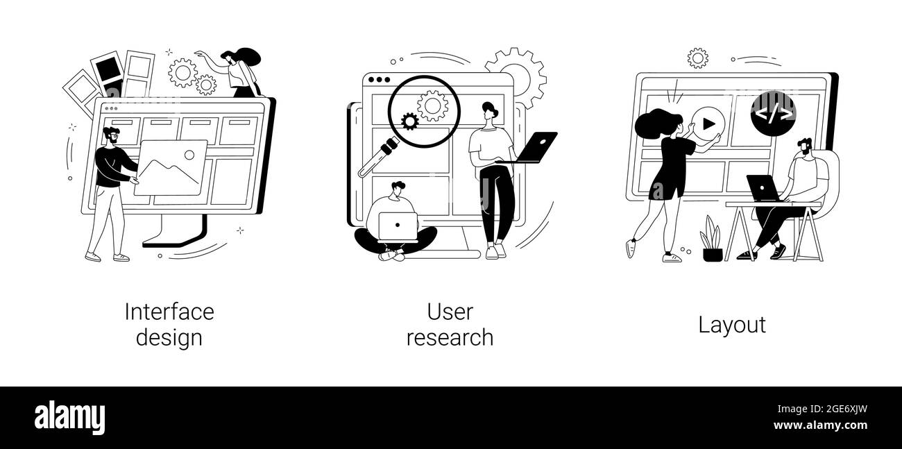 User interface development abstract concept vector illustrations Stock ...