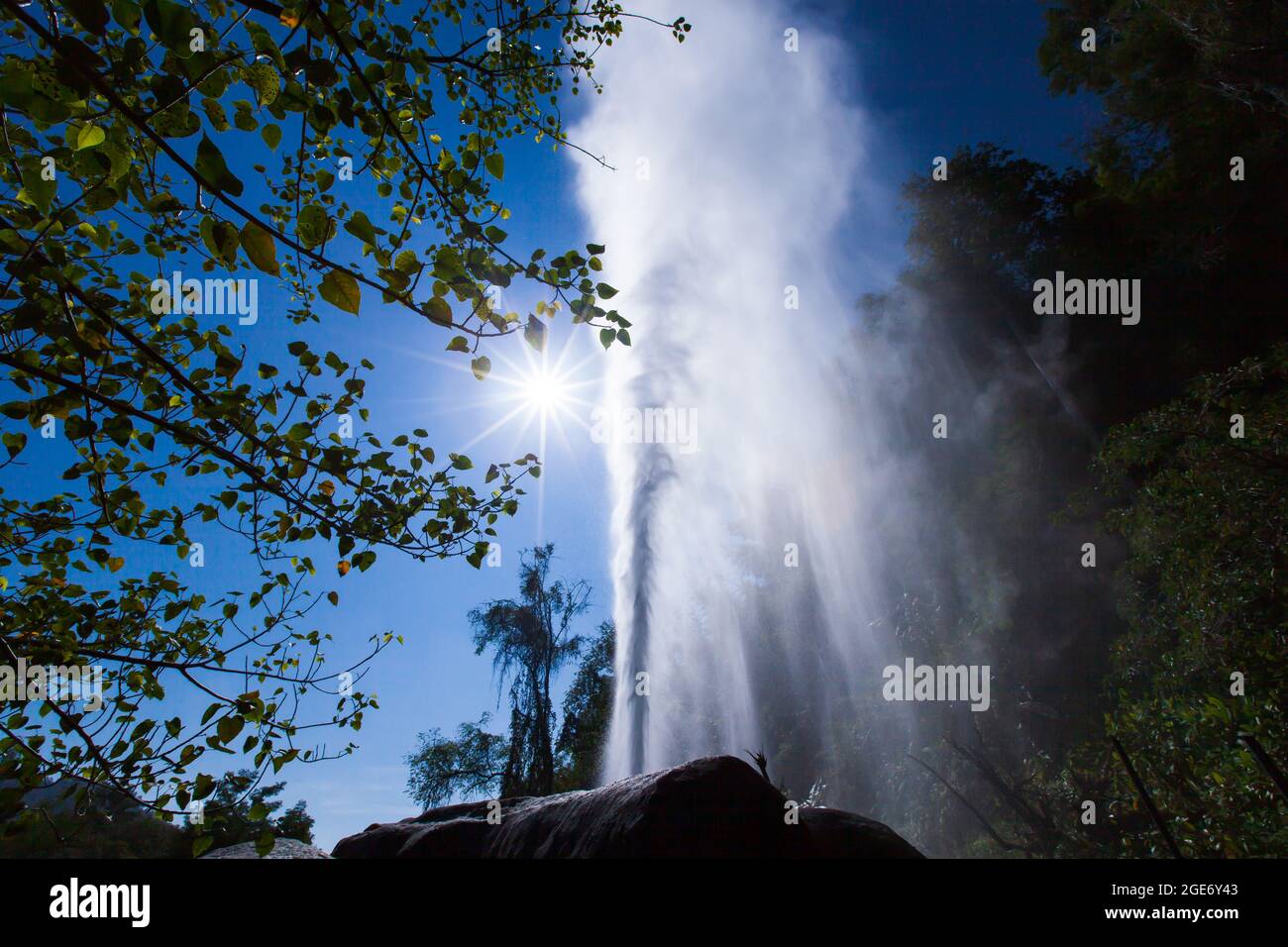 Magical hot spring or fountain geyser, hydrothermal spring, geothermal ...