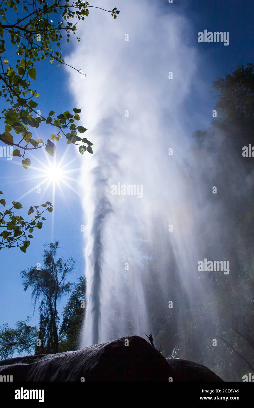 Magical hot spring or fountain geyser, hydrothermal spring, geothermal ...