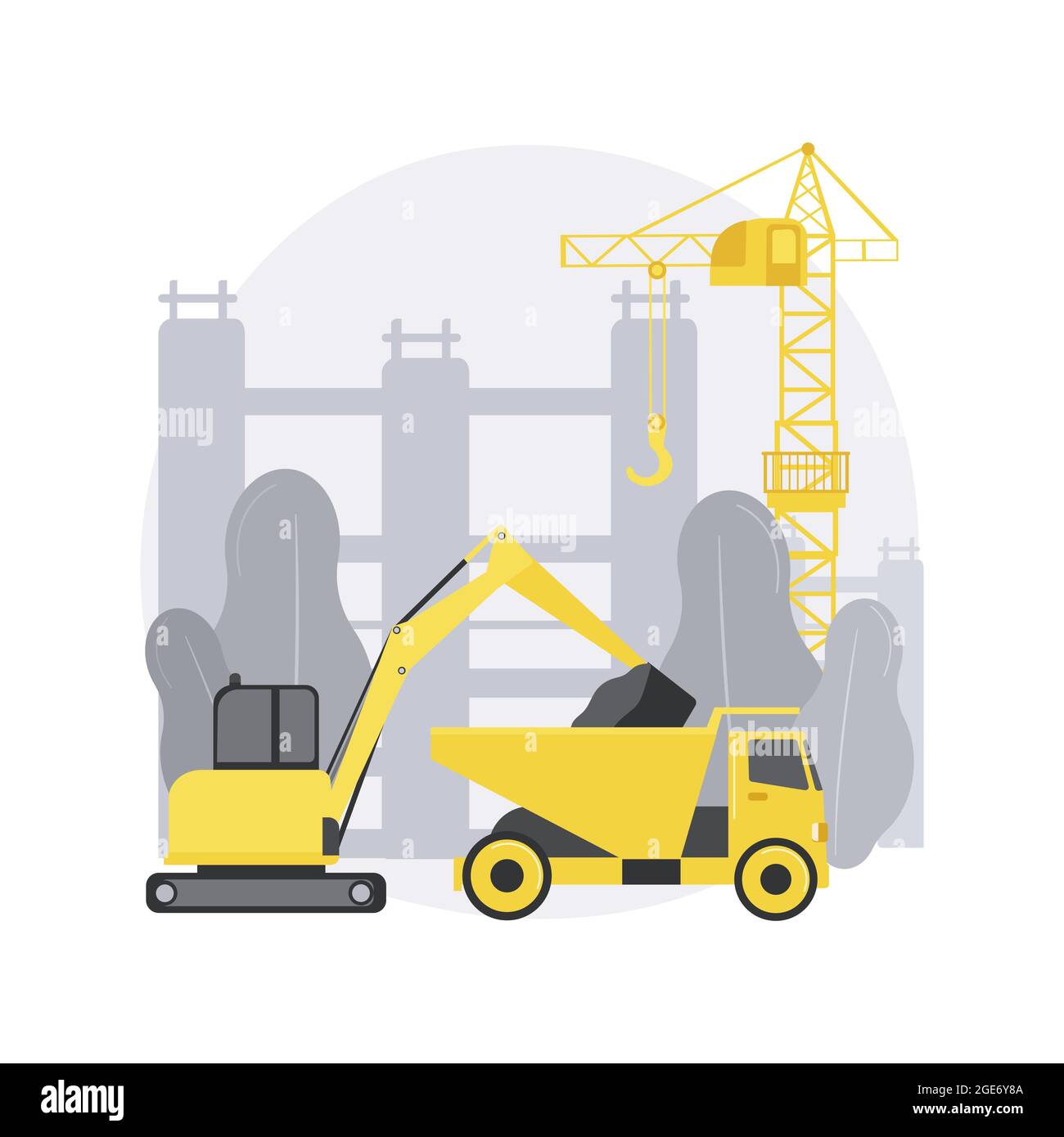 Modern construction machinery abstract concept vector illustration ...