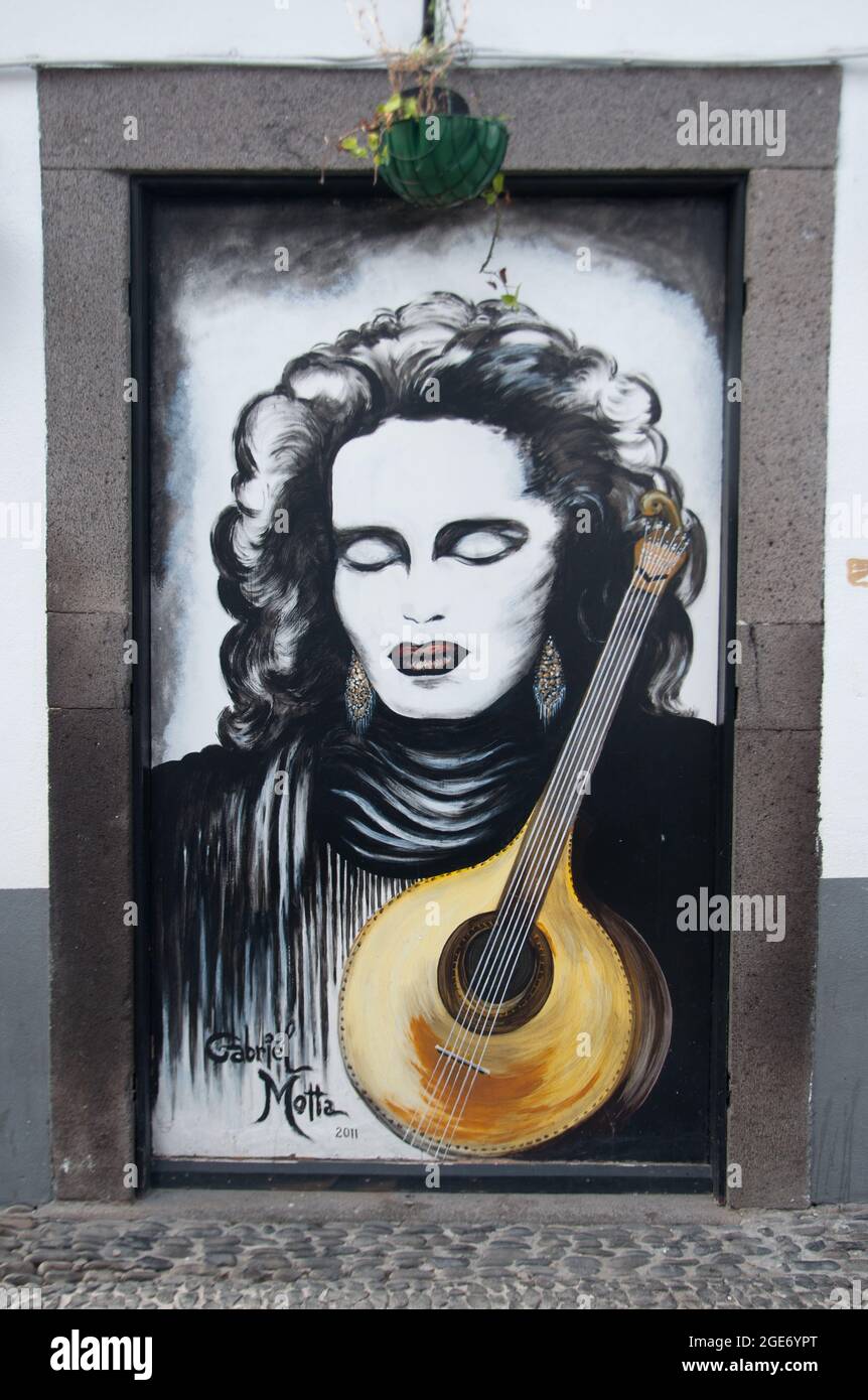 Painted door, Rua Santa Maria, Old Town, Funchal, Madeira, Portugal ...