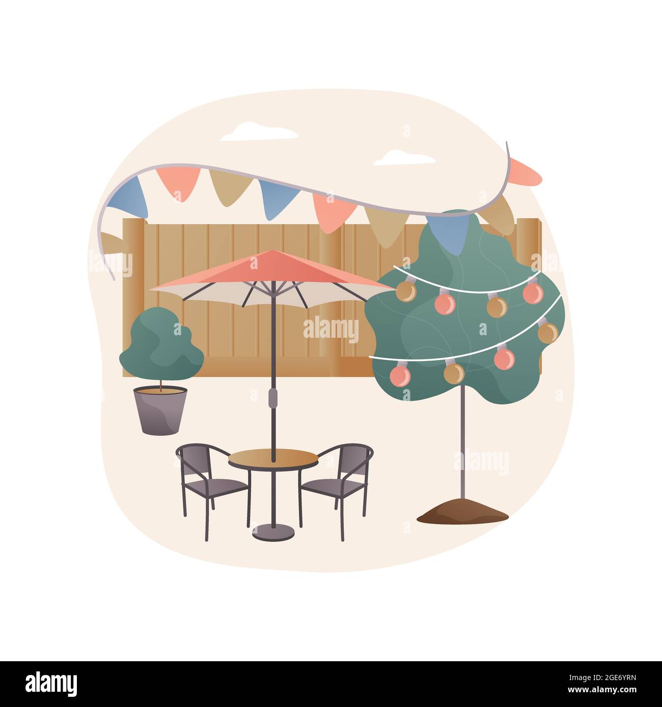 Garden party decoration abstract concept vector illustration Stock ...
