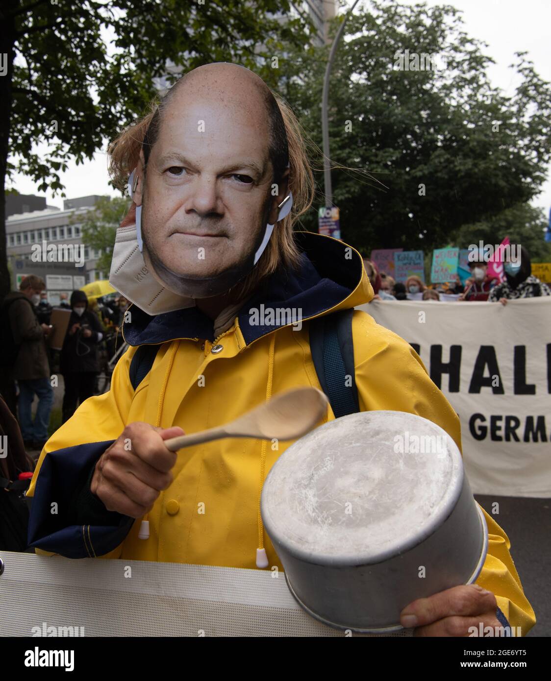 Berlin, Germany. 17th Aug, 2021. A participant in the demonstration for ...