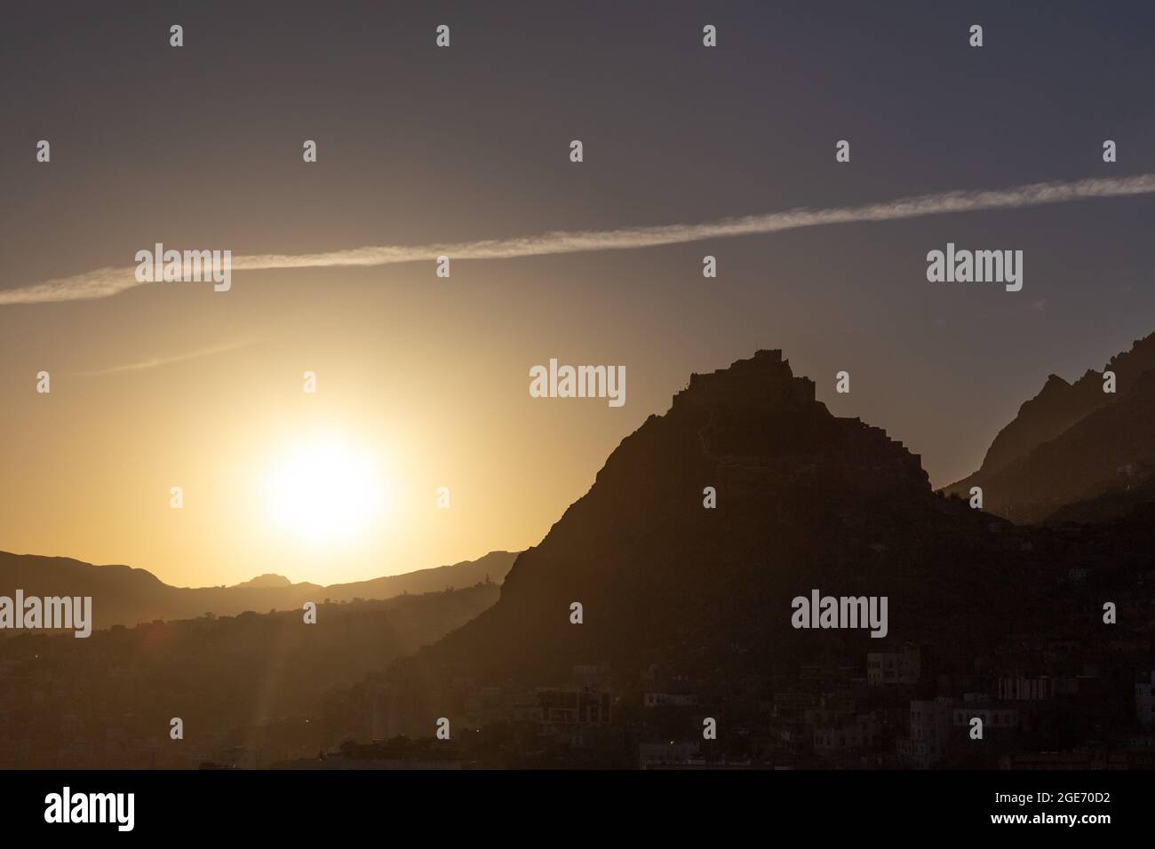 sunrise of Historic Castle "Cairo" in Taiz city , Yemen landscape Stock ...