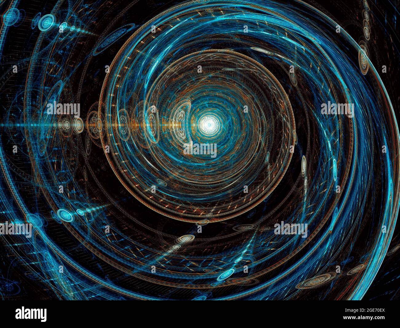 Fractal spiral and clocks - abstract computer generated 3d illustration ...