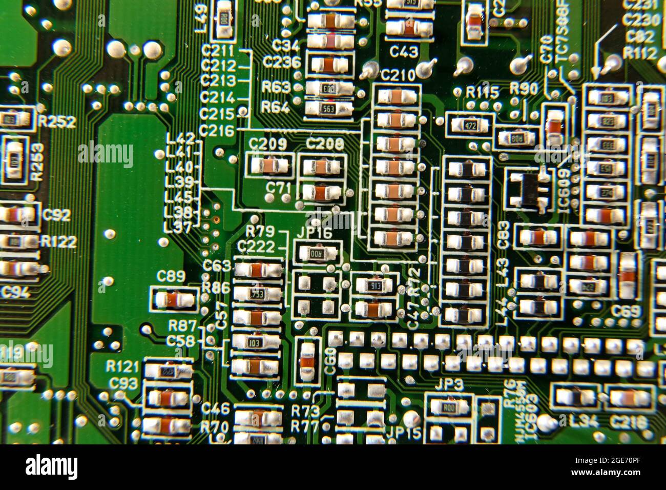 Green color tech motherboards Stock Photo - Alamy