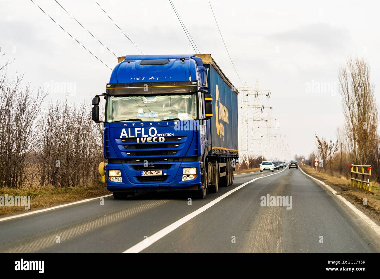 Heavy duty truck in traffic in Bucharest, Romania, 2021 Stock Photo - Alamy