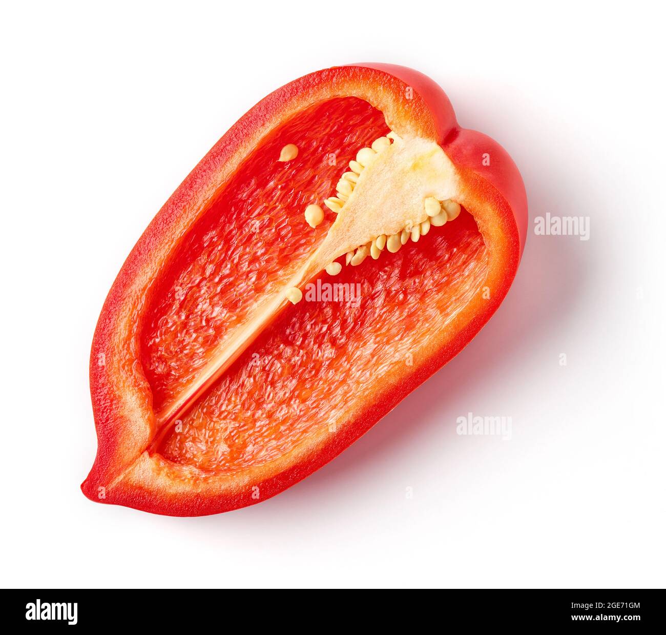 Bell pepper half isolated on white background, top view Stock Photo - Alamy