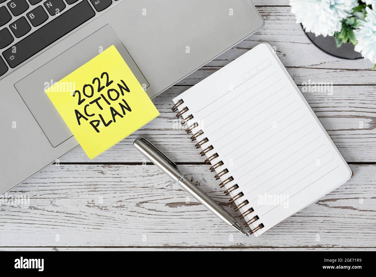 2022 Action Plan text on sticky note on top of laptop Stock Photo - Alamy