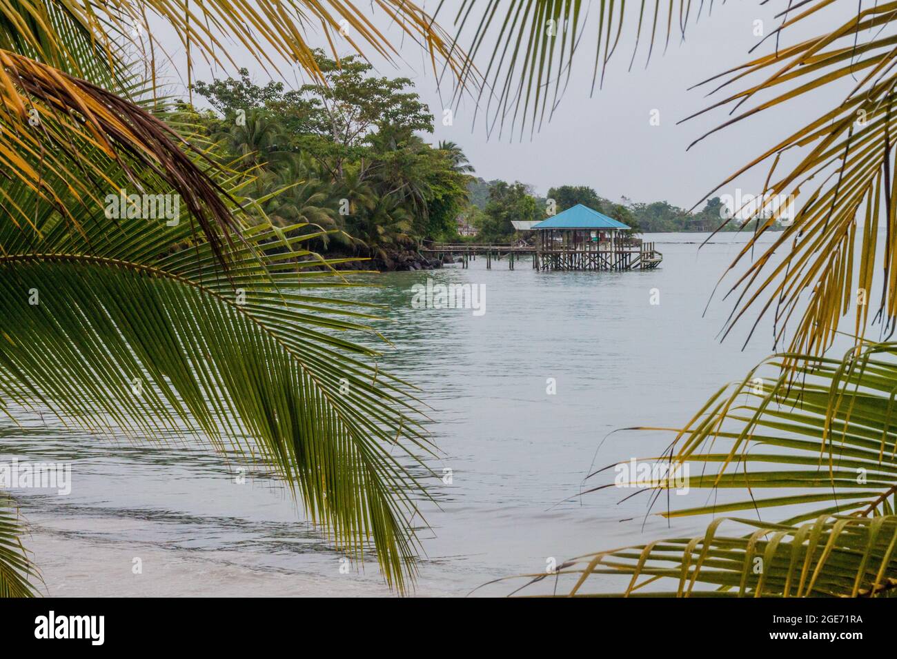 Pier on Isla Colon island, part of Bocas del Toro archipelago, Panama ...