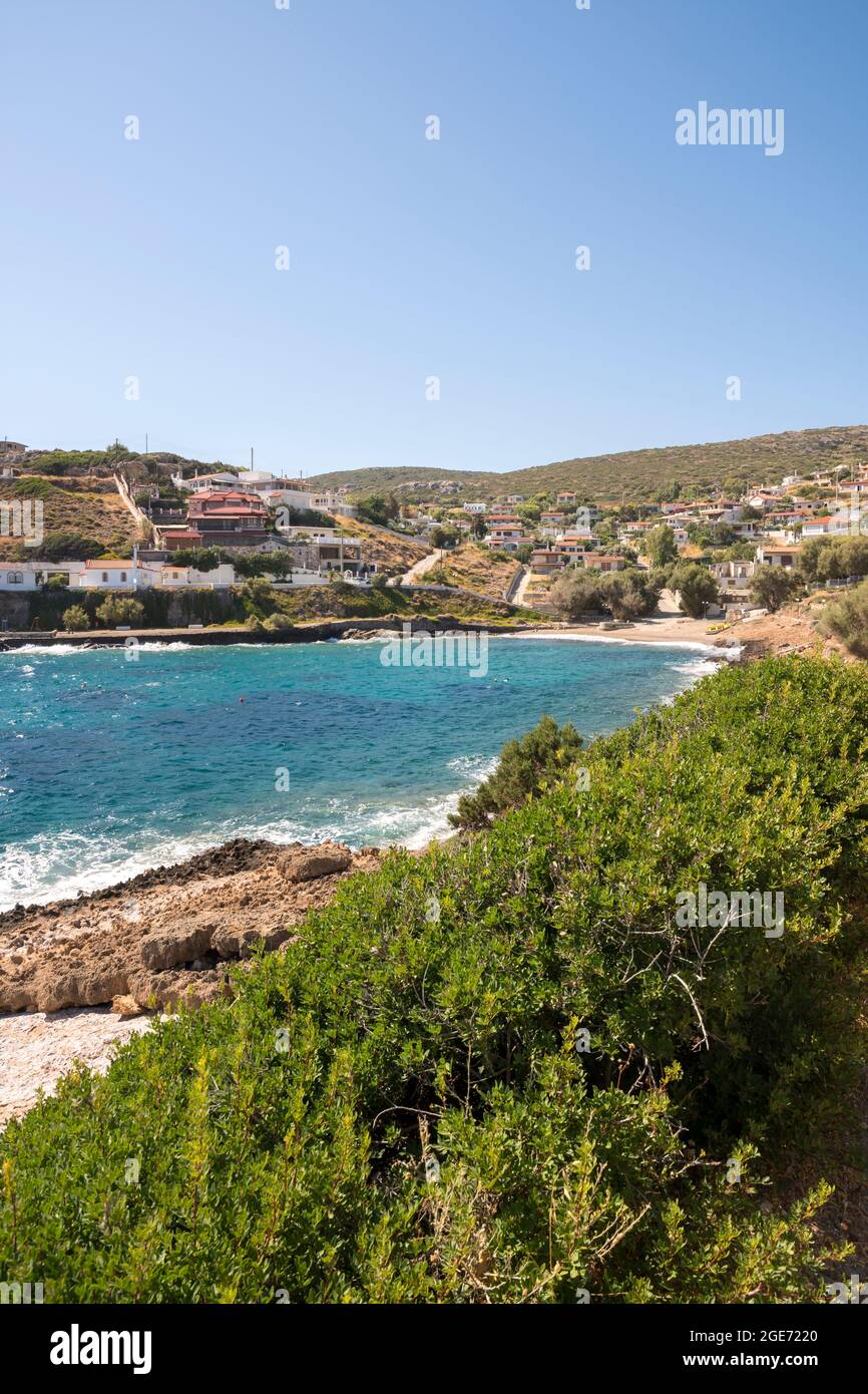 structures and sea view on Daskalio gulf in Keratea in Athens in Greece ...