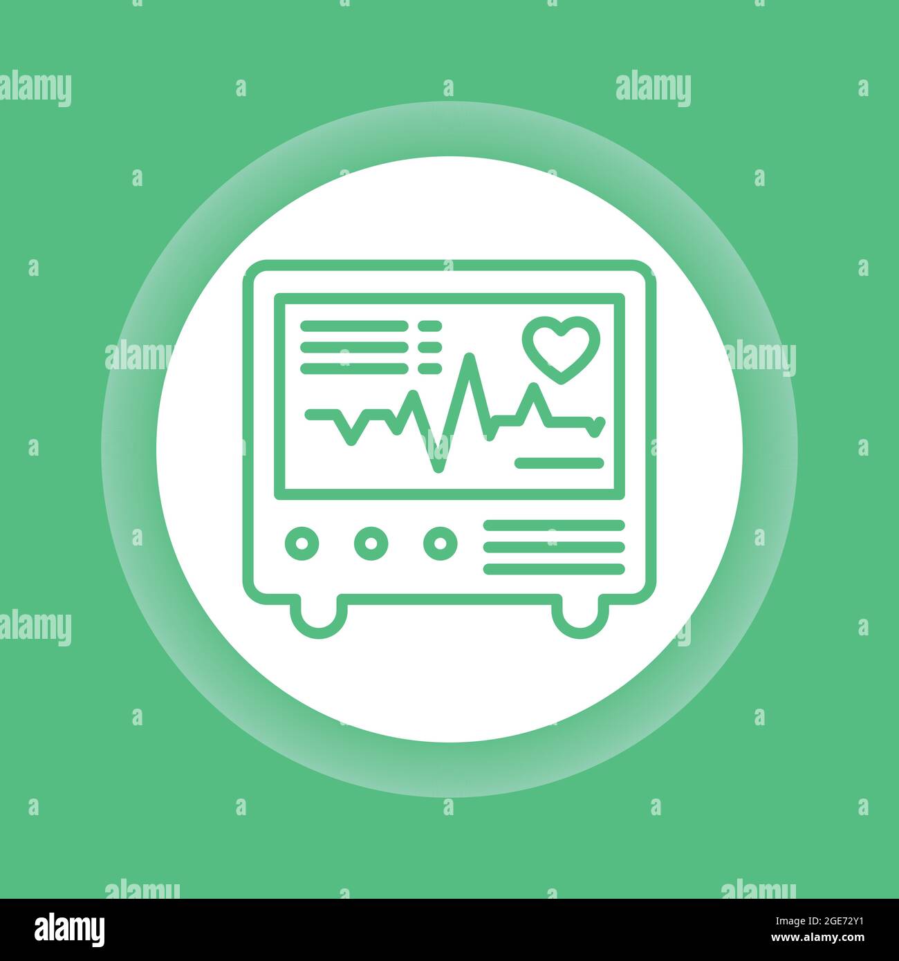 Electrocardiograph color line icon. Medical device for checking the ...