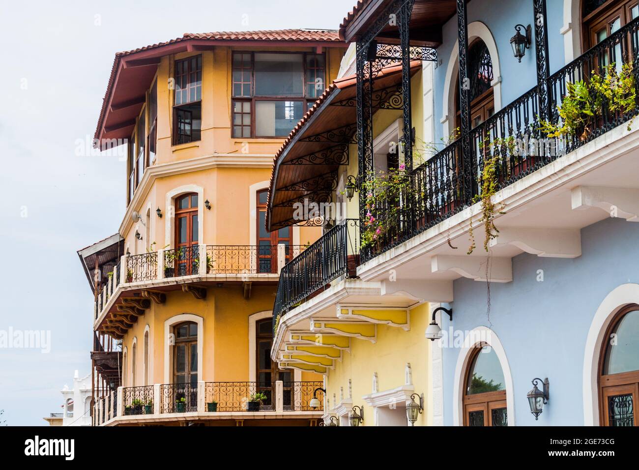 Colonial buildings in Casco Viejo (Old Town) of Panama City Stock Photo ...