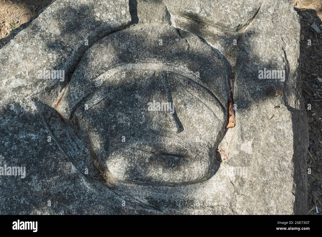 Rock with Native carvings - B.C., Canada Stock Photo - Alamy