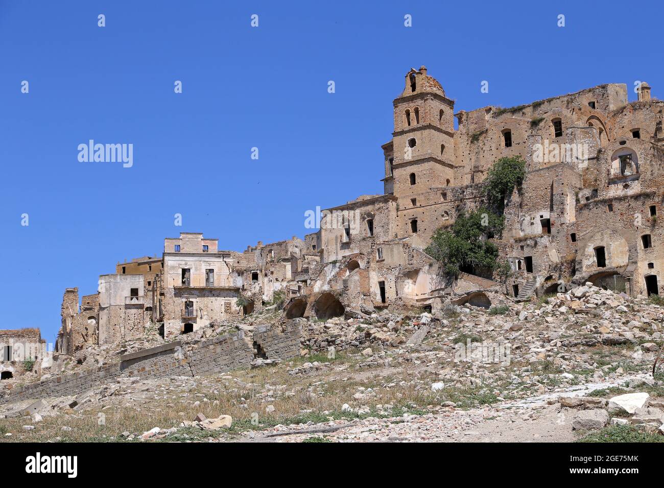 Scenic view of Craco ruins, ghost town abandoned after a landslide ...