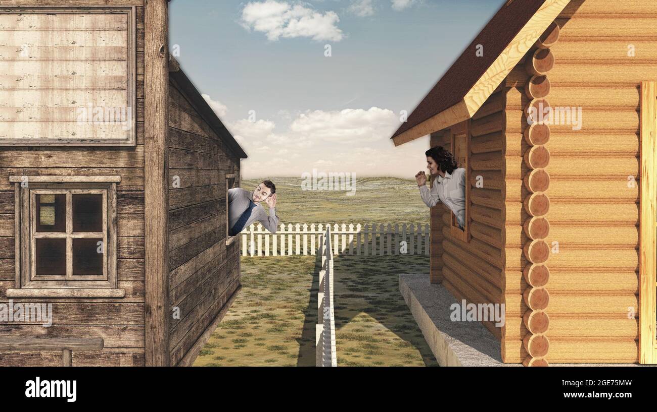 Neighbors talking talking hi-res stock photography and images - Alamy