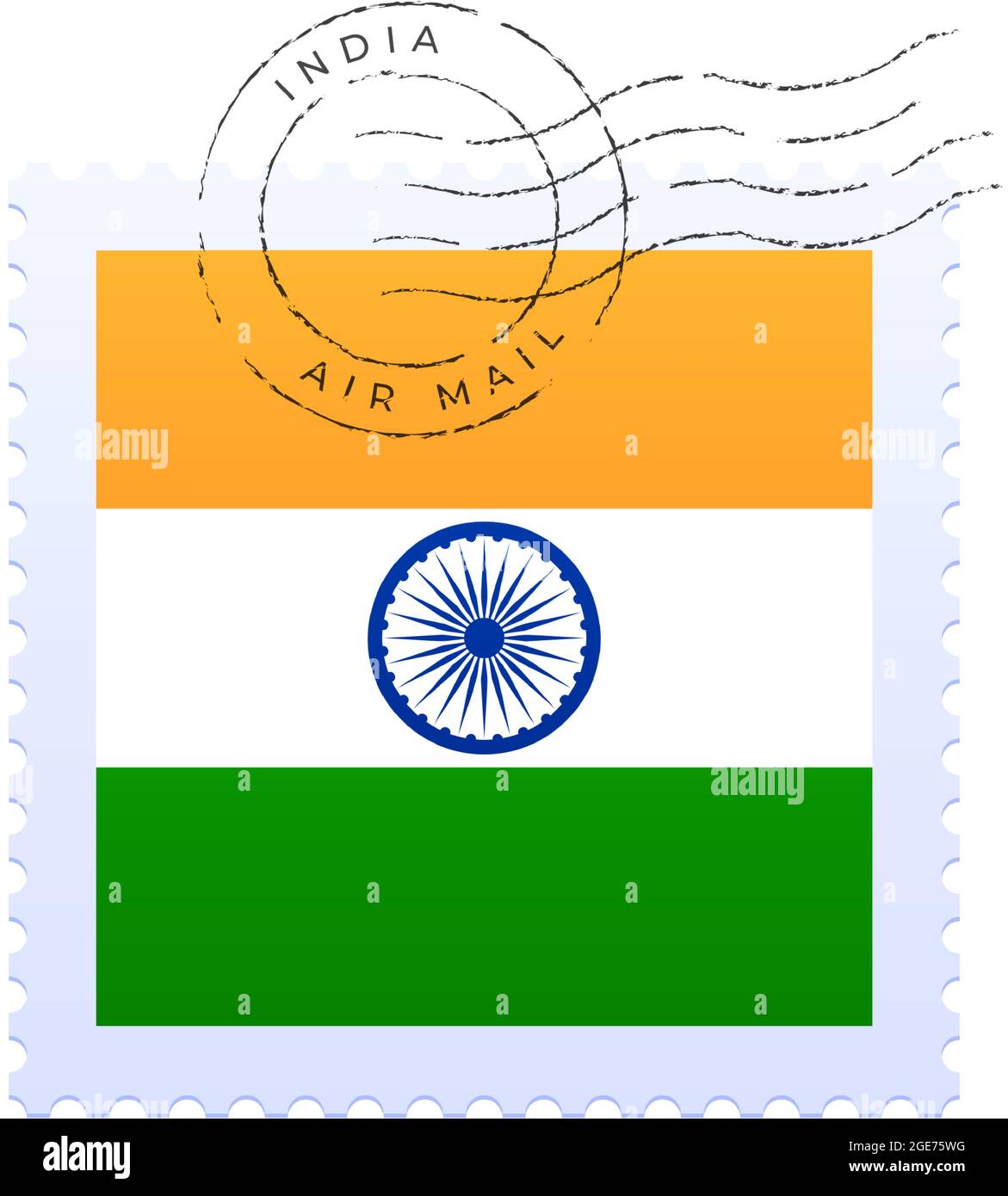 india postage mark. National Flag Postage Stamp isolated on white ...