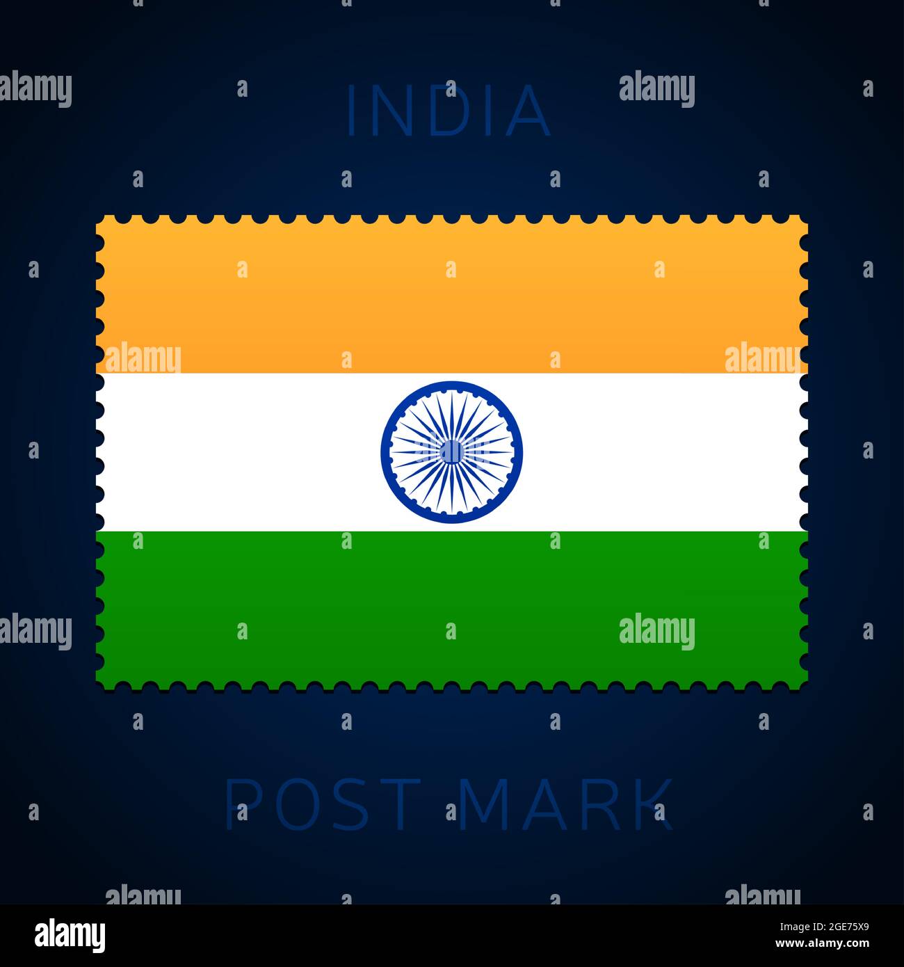 india postage mark. National Flag Postage Stamp isolated on white ...