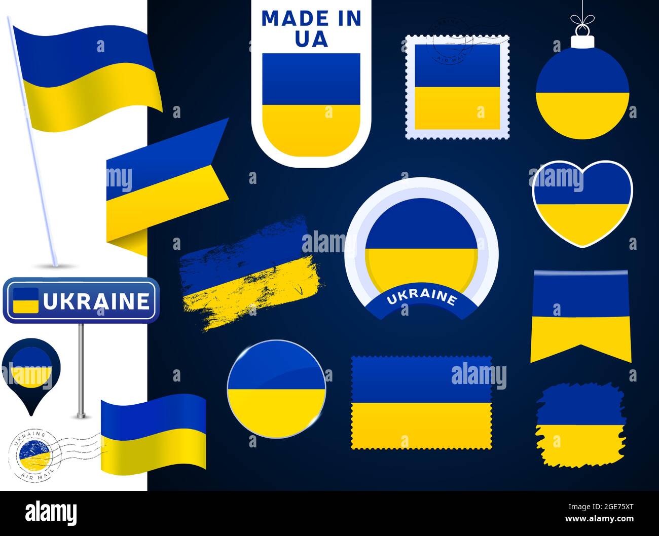 ukraine flag vector collection. big set of national flag design ...