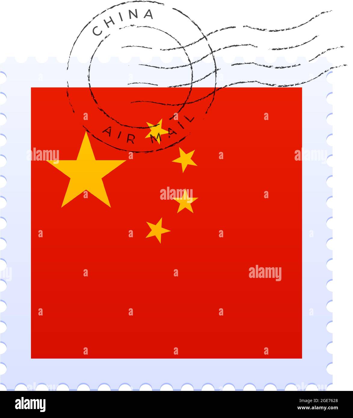 china postage mark. National Flag Postage Stamp isolated on white ...
