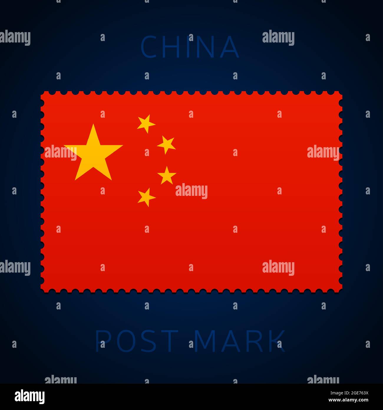 china postage mark. National Flag Postage Stamp isolated on white ...