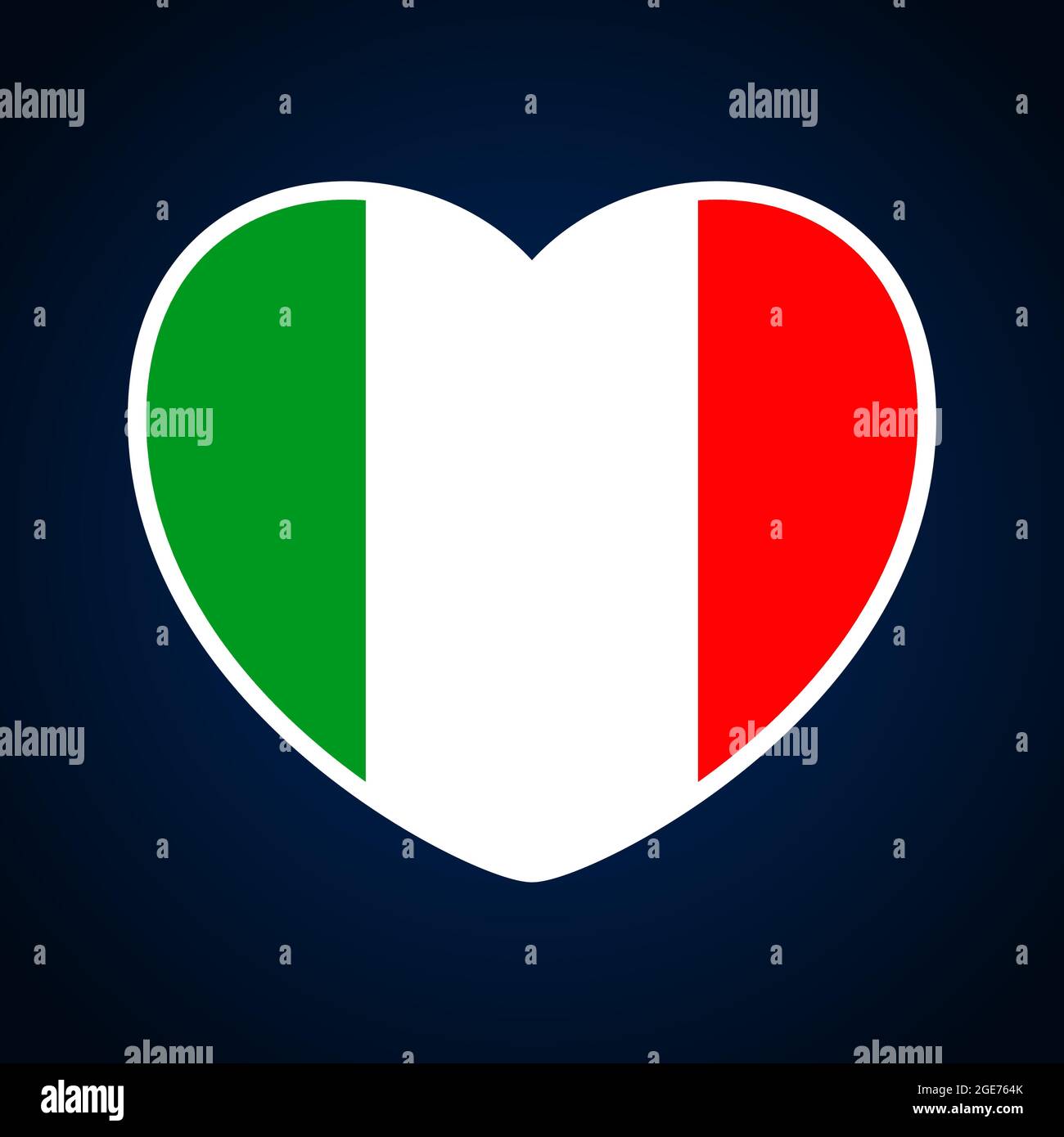 italy flag in a shape of heart. Icon flat heart symbol of love on the ...