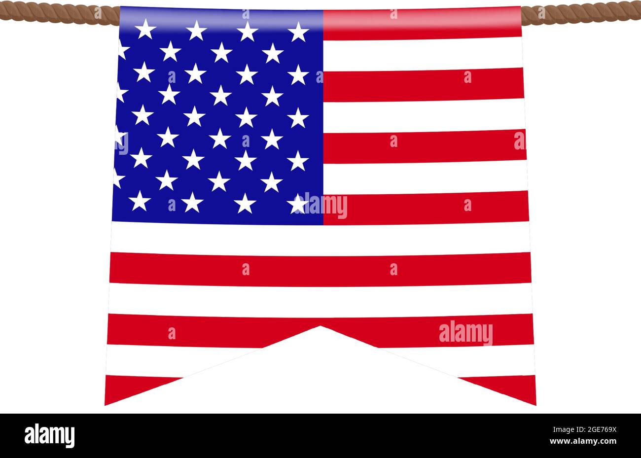 usa national flags hangs on the ropes on white background. The symbol ...