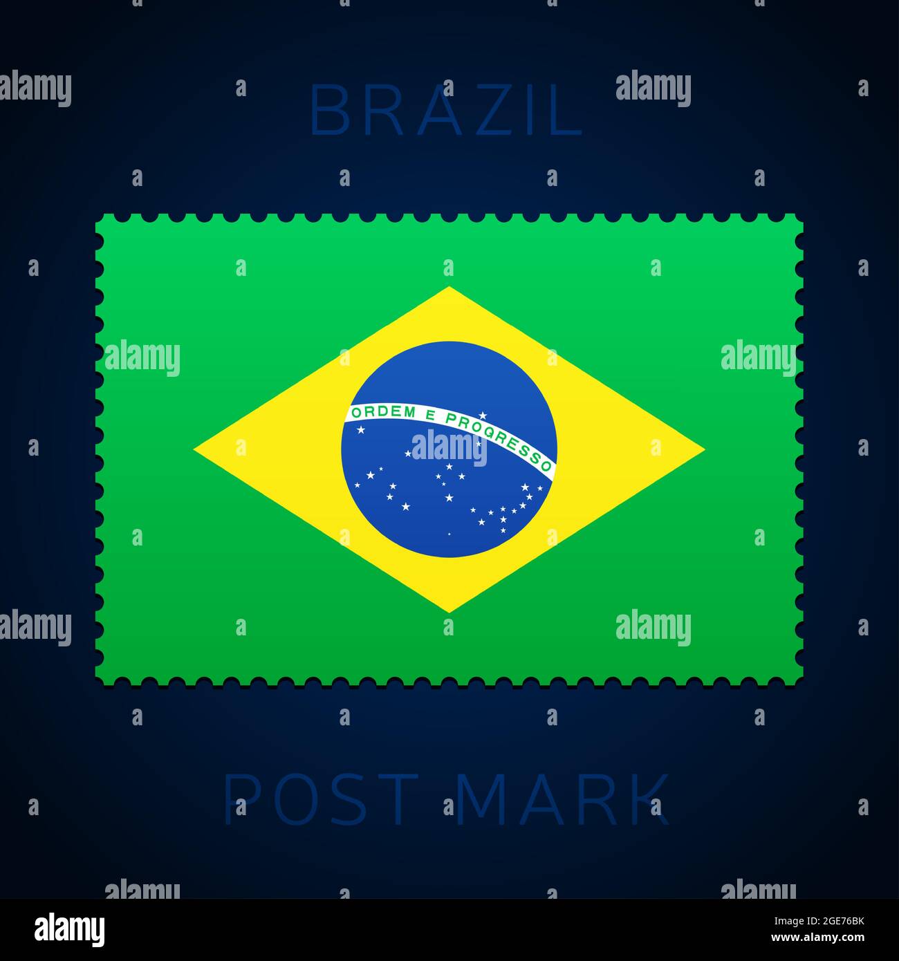 brazil postage mark. National Flag Postage Stamp isolated on white ...